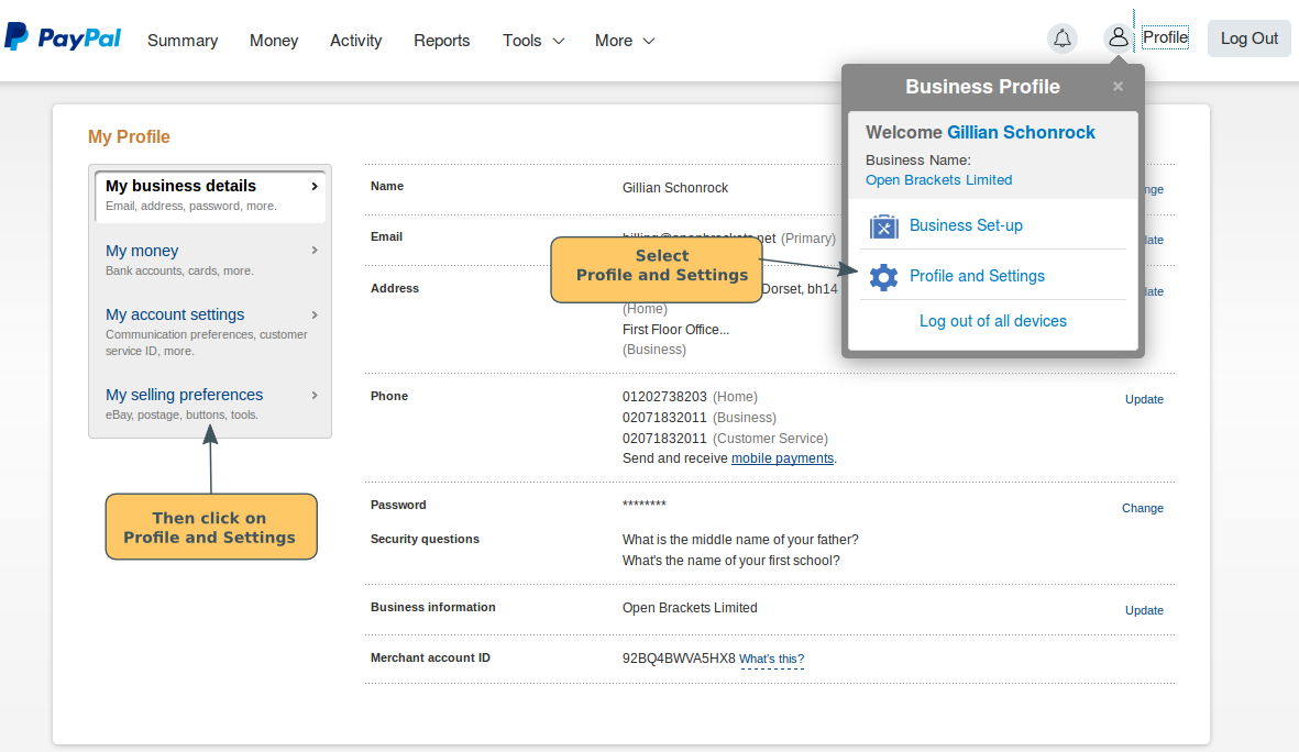 Paypal Set-Up: Granting API permissions