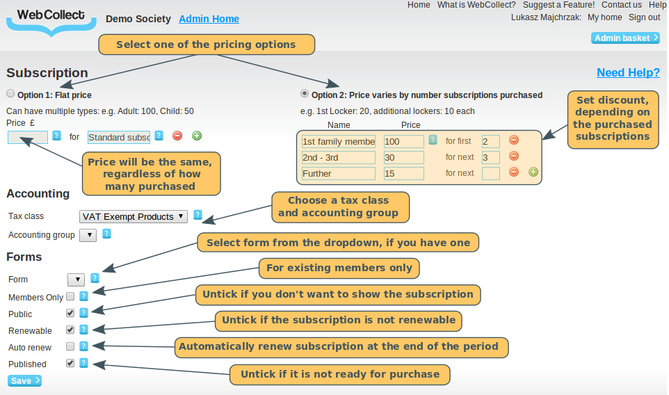 WebCollect: Membership registration and subscription management service ...